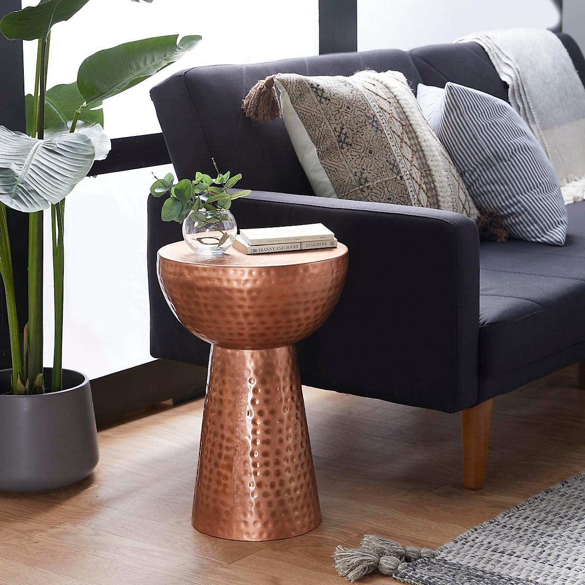 Deco 79 Metal End Accent, Side Table 14" x 14" x 20", Copper
