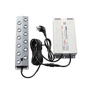 NP Mist Maker 12 Head Fogger Stainless Steel Pond Mister with Waterproof Power Supply & 5M/16.4ft Long Cable Ultrasonic Humidifier for Water Fountain Spray Machine