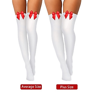 Geyoga 6 Pairs Satin Bow Stockings Women Thigh High Stockings Over Knee Long Stockings Halloween Socks for Women Dress(Average Size,Vivid Color)