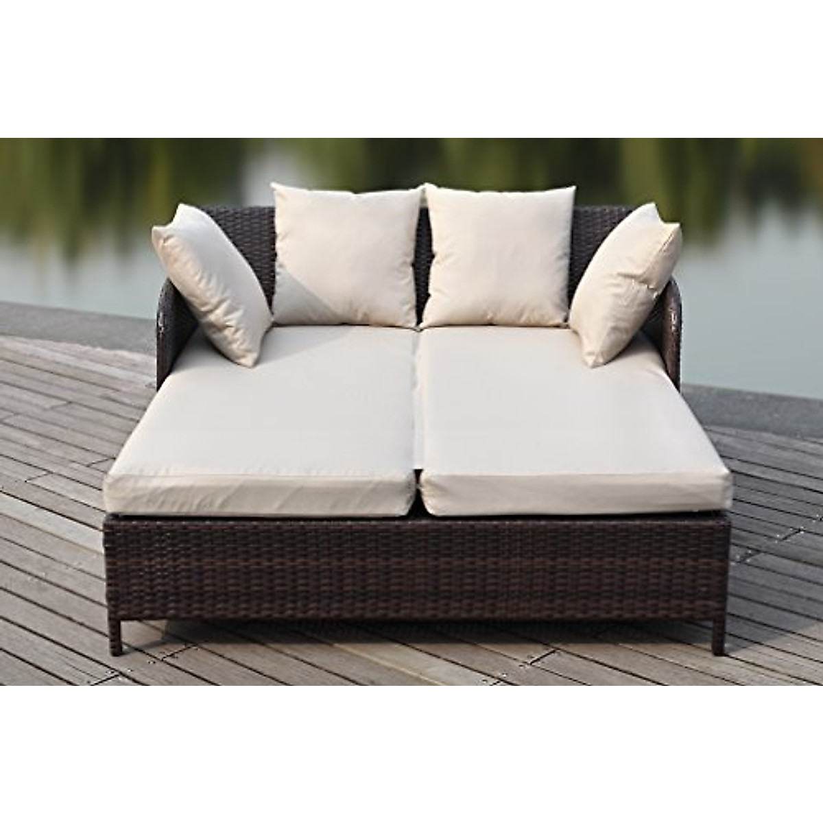 Safavieh Outdoor Collection August Titanium & Sand Daybed