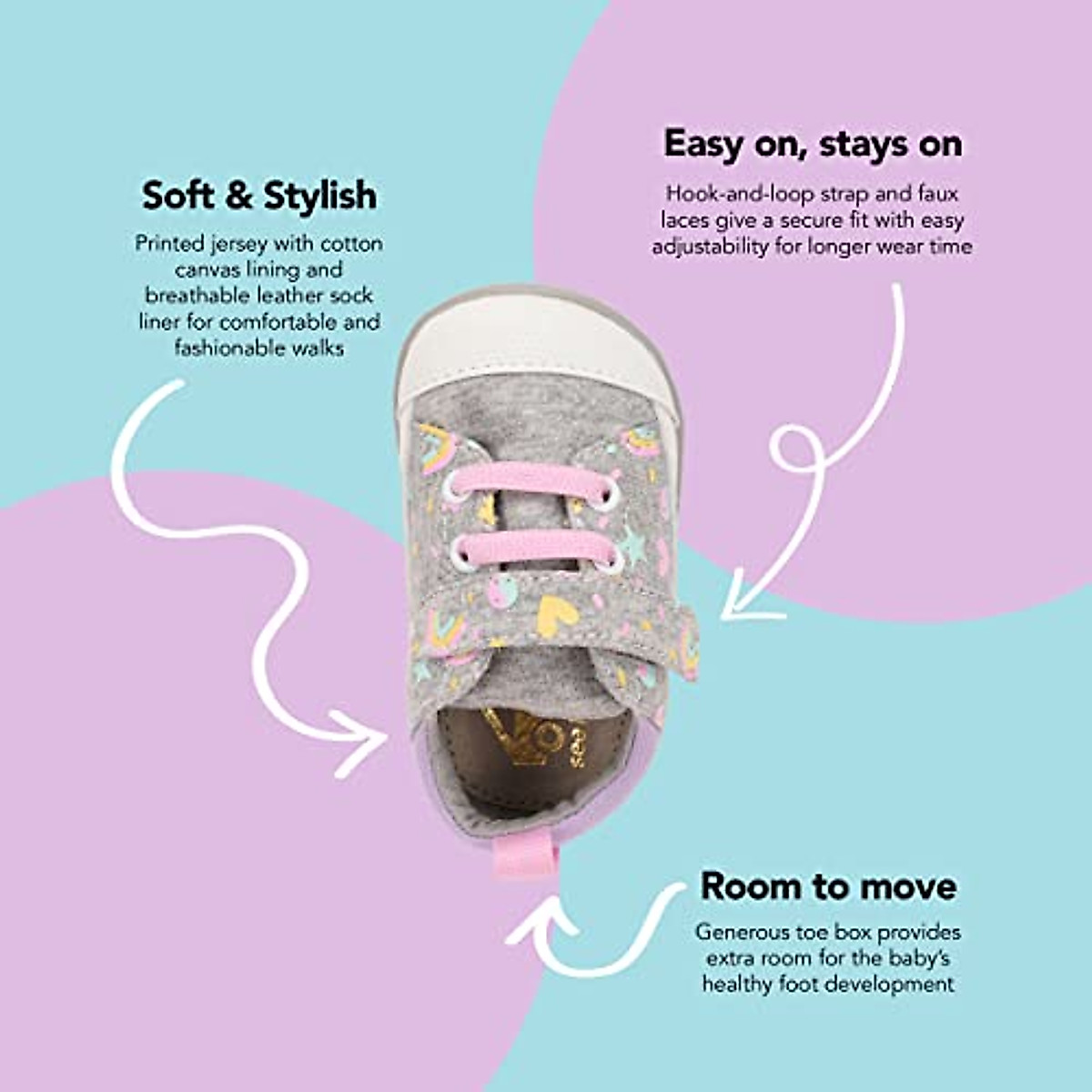 See Kai Run - Stevie II First Walker Shoe for Infants, Gray Jersey/Happy, Infant 4