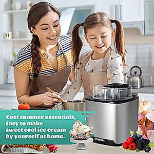ICEPURE Ice Cream Maker, Soft Serve Ice Cream Machine Countertop, 2.1 Quarts Large Capacity Freezer Bowl, Homemade Ice Cream, Frozen Yogurt, and Gelato. Gifts for Kids, Recipe, Stainless Steel