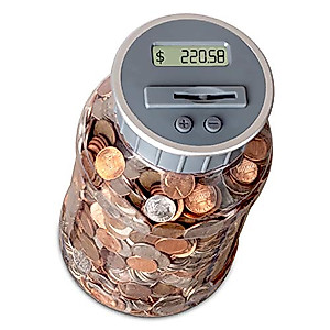 M&R Digital Counting Coin Bank. Batteries Included! Personal Coin Counter/Money Counting jar, totals up Your Savings- Works with All U.S. Coins-in Retail Packaging.