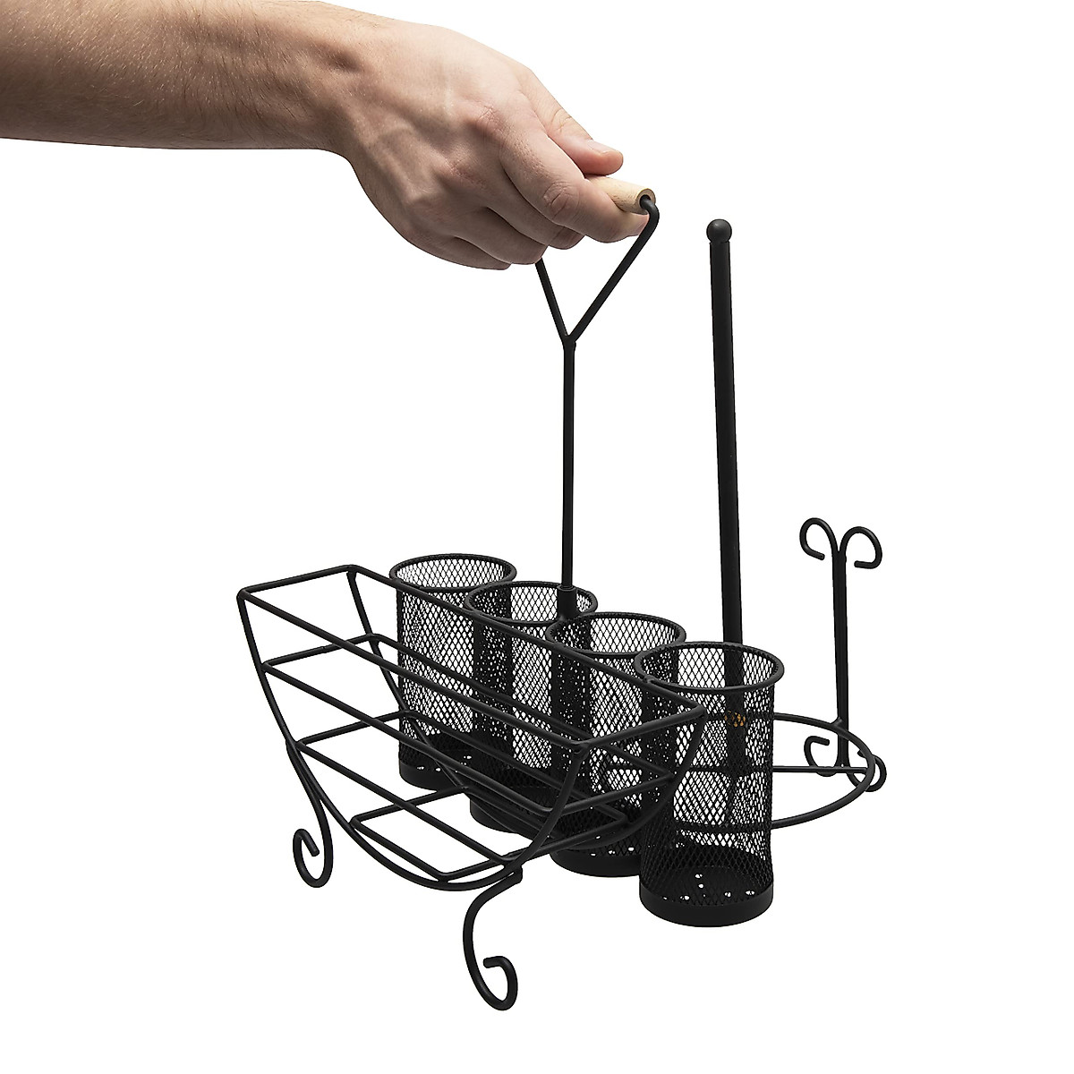 CLABBY ROUND LAKE Caddy Buffet - Indoor/Outdoor Crockery and Cutlery Organizer, Picnic - Complete with Menu and Napkin Holder