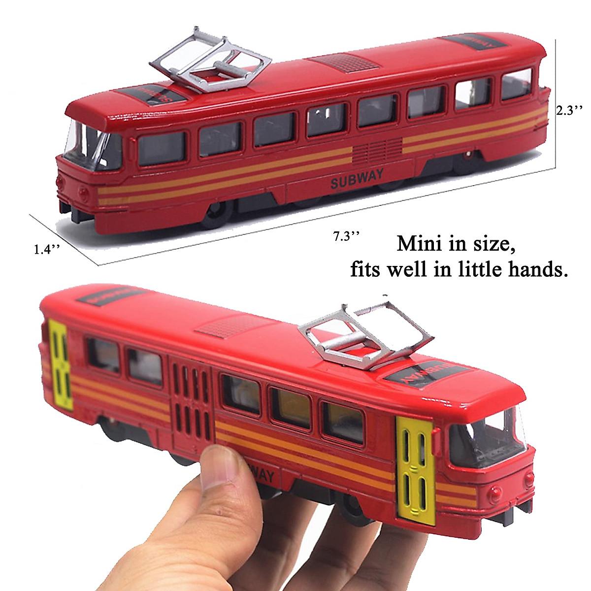 OTONOPI Toy Train Set Subway Bullet Train High Speed Locomotive Engine Die Cast Model Car for Kids Pack of 4