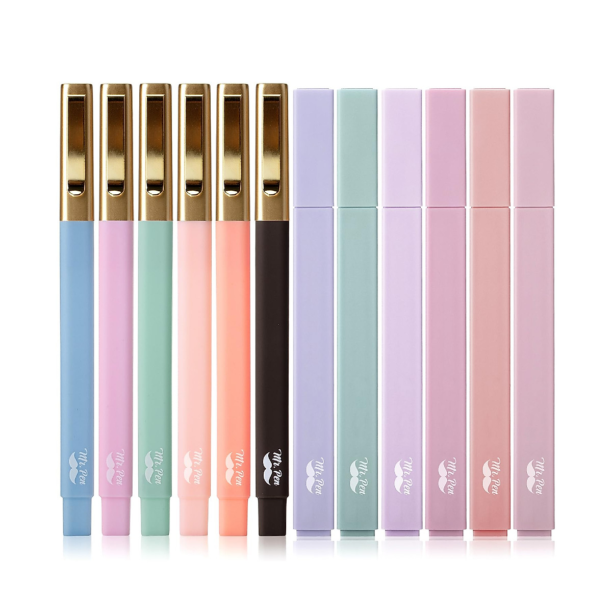 Mr. Pen- Aesthetic Highlighters and Pens No Bleed, 12 Pack, Morandi Color Bible Highlighters for Bibles, Bible Pens