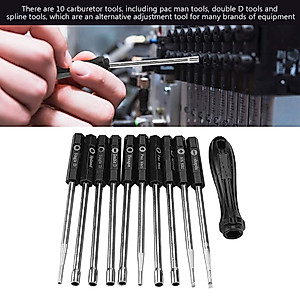 Rushbom Adjustment Screwdriver with Storage Box, 10PCS Carburetor Adjustment Set Screwdriver Card Tool Splined Pacman Double D Type