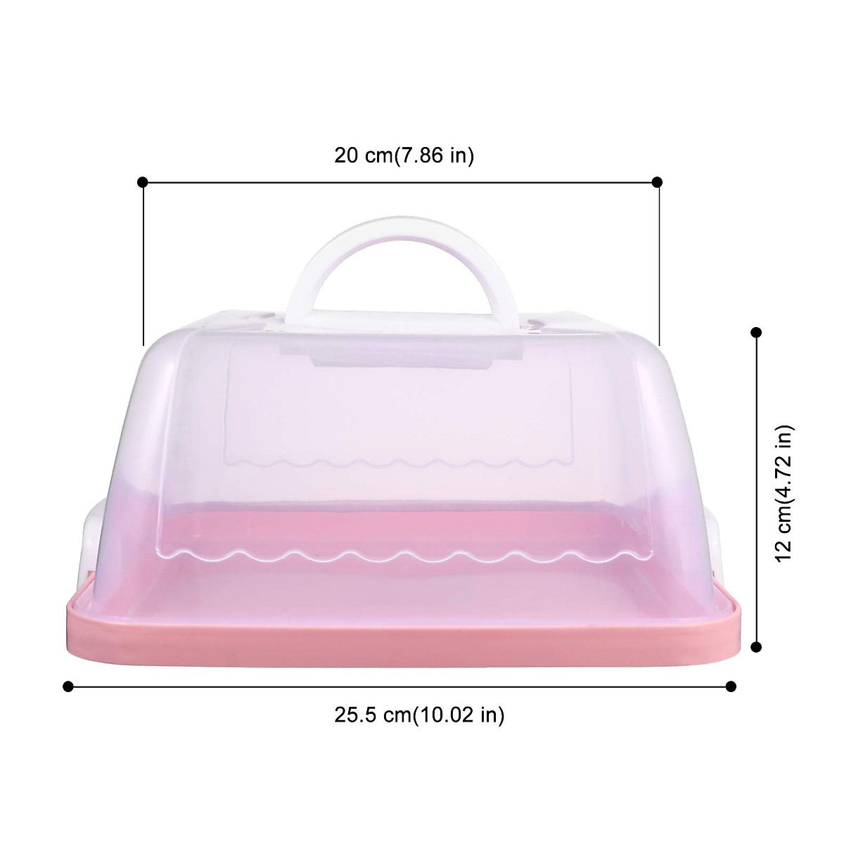 BESTOYARD Locking Cake Carrier Square Storage Container Stand for Cupcakes and Cakes with Collapsible Handles Pink,15536186GQMGRP,25.5x20cm