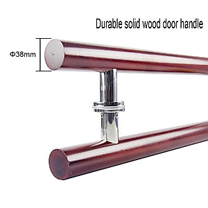 BAZAC Solid Wood Commercial Sauna Glass Door Push-Pull Handle/Home Sliding Wooden Barn Door Handle - Wine Red, 3 Lengths-600×400mm