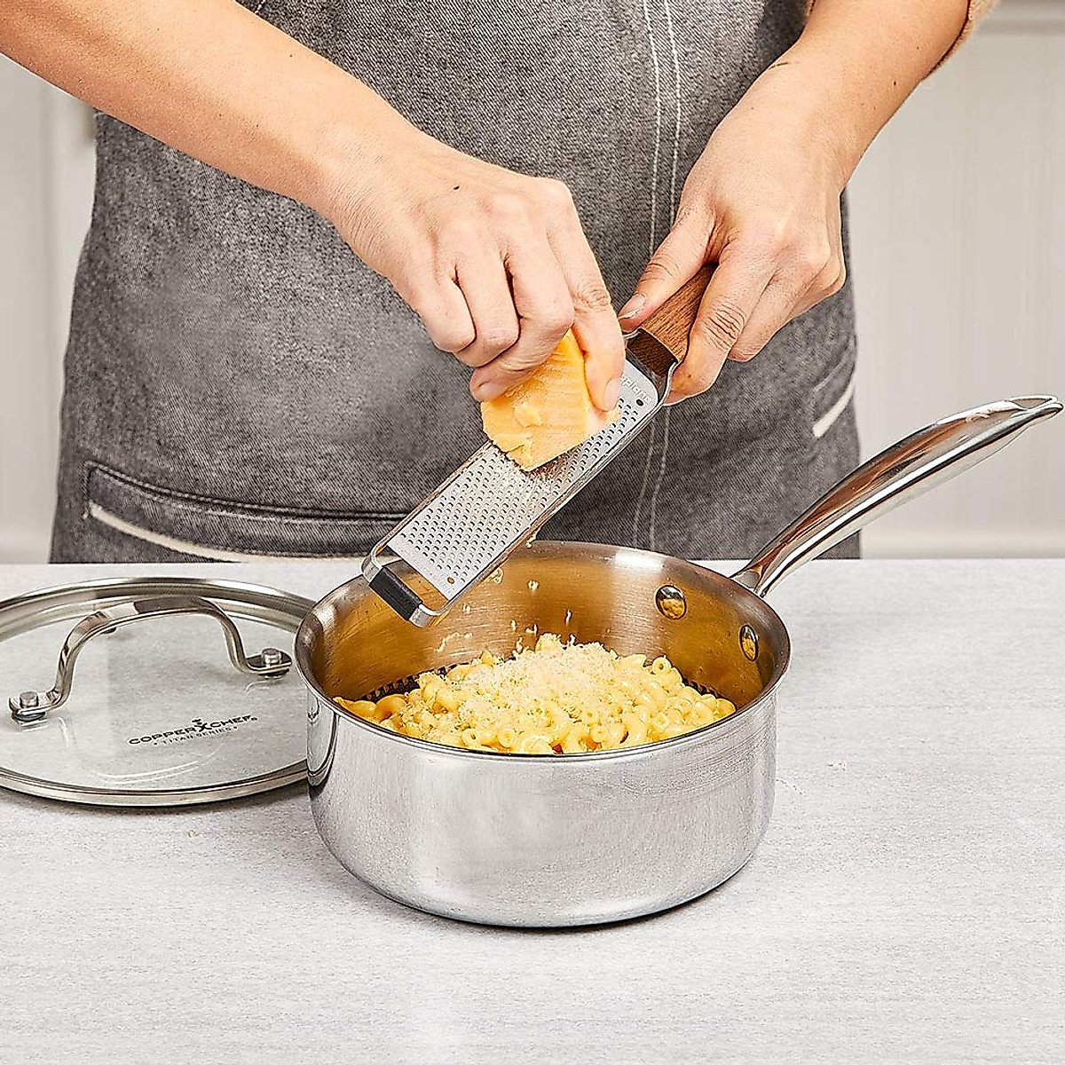 Copper Chef Titan Pan, Try Ply Stainless Steel Non-Stick Frying Pans, 2 QT Sauce Pan with Lid