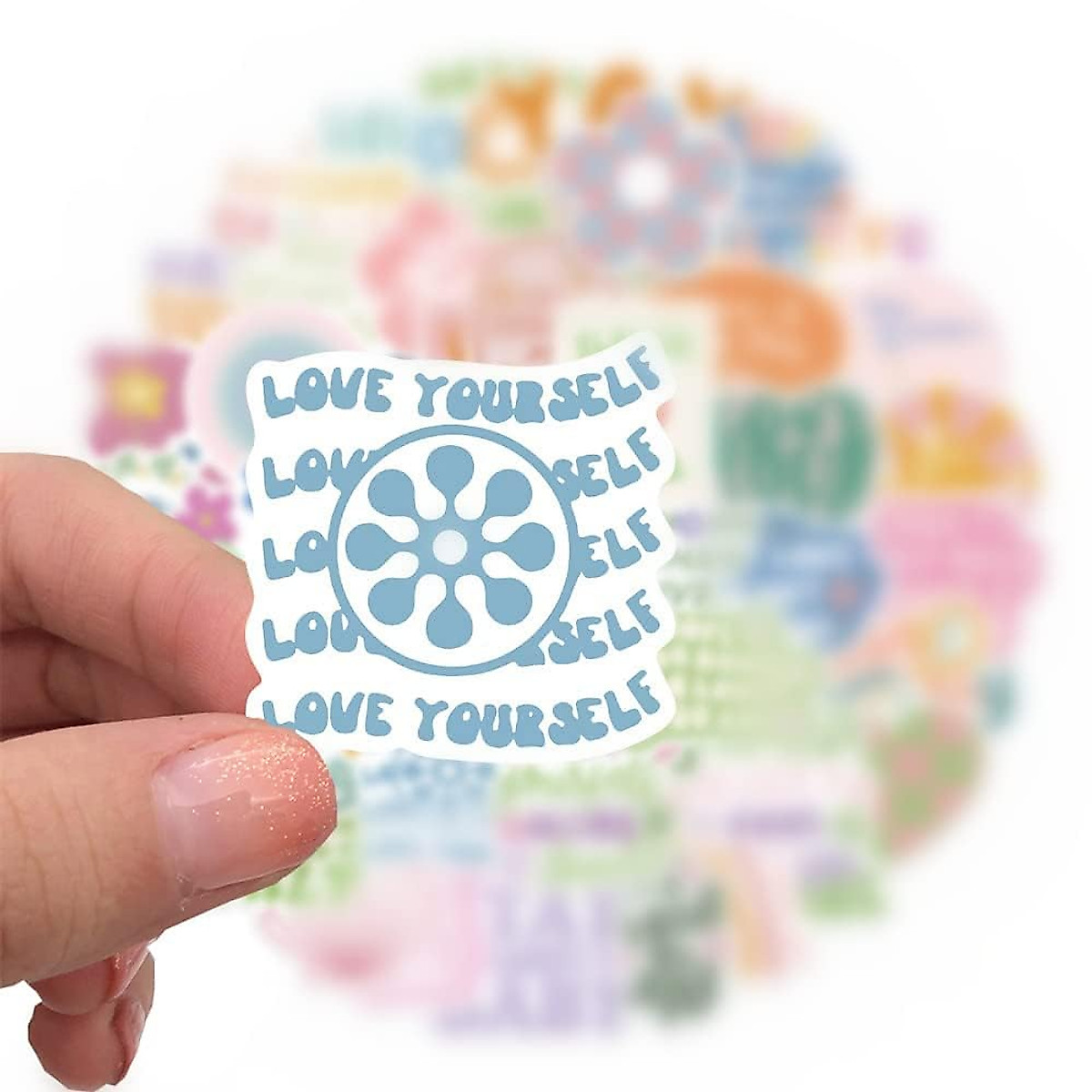 100PCS Danish Pastel Stickers, Pink Aesthetic Inspirational Stickers for Girls,Adults and Teens, VSCO Colorful Pastel Vinyl Waterproof Stickers for Laptop,Water Bottles,Computer,Phone,Skateboard