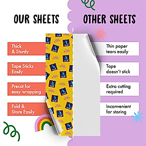 CENTRAL 23 - Funny Wrapping Paper - 6 Sheets of Gift Wrap - 'Happy Birthday Oldi' - Blue Yellow - For Husband Wife - Mom Dad - Recyclable