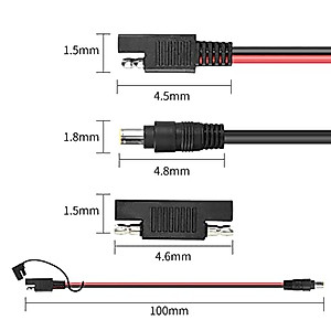 Solar Connector and to DC8mm Adapter Cable YACESJAO 1M 14 AWG SAE Plug to DC 8mm Male Cable for Solar Generator Automotive RV Solar Battery Panel