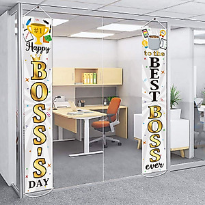 CiyvoLyeen Boss's Day Banner Happy Boss's Day Porch Signs Home Front Door Hanging Decor Boss Party Supplies Boss Day Party Decor