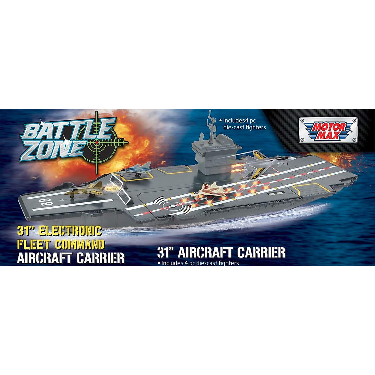Fleet Command Aircraft Carrier 31" (Lights and Sound) + 4 Die Cast Feighter Jets
