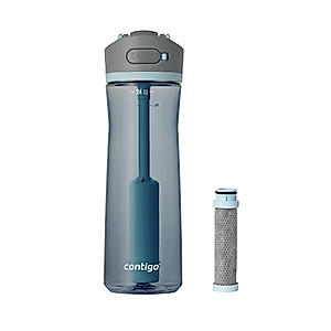 Contigo Wells Plastic Filter Water Bottle with Leak-Proof Straw Lid and Replacement Filter