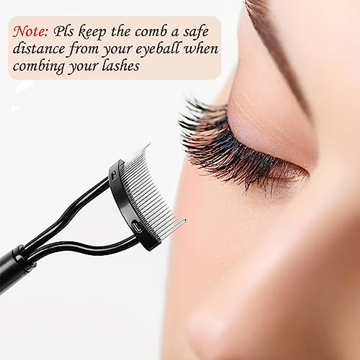 KINGMAS Eyelash Comb Separator, Eye Lash Separator Eyelash Definer Mascara Comb Applicator with Cover - Arc Designed