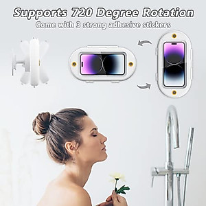URROY Shower Phone Holder Waterproof, Shower Cell Phone Case for Bathroom Kitchen Wall, 720 Rotating Phone Mount Shelf with Sound Holes, Compatible with 4"- 6.8" Cell Phones