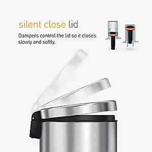 simplehuman Round Pedal Bin, 4.5 L - White Steel