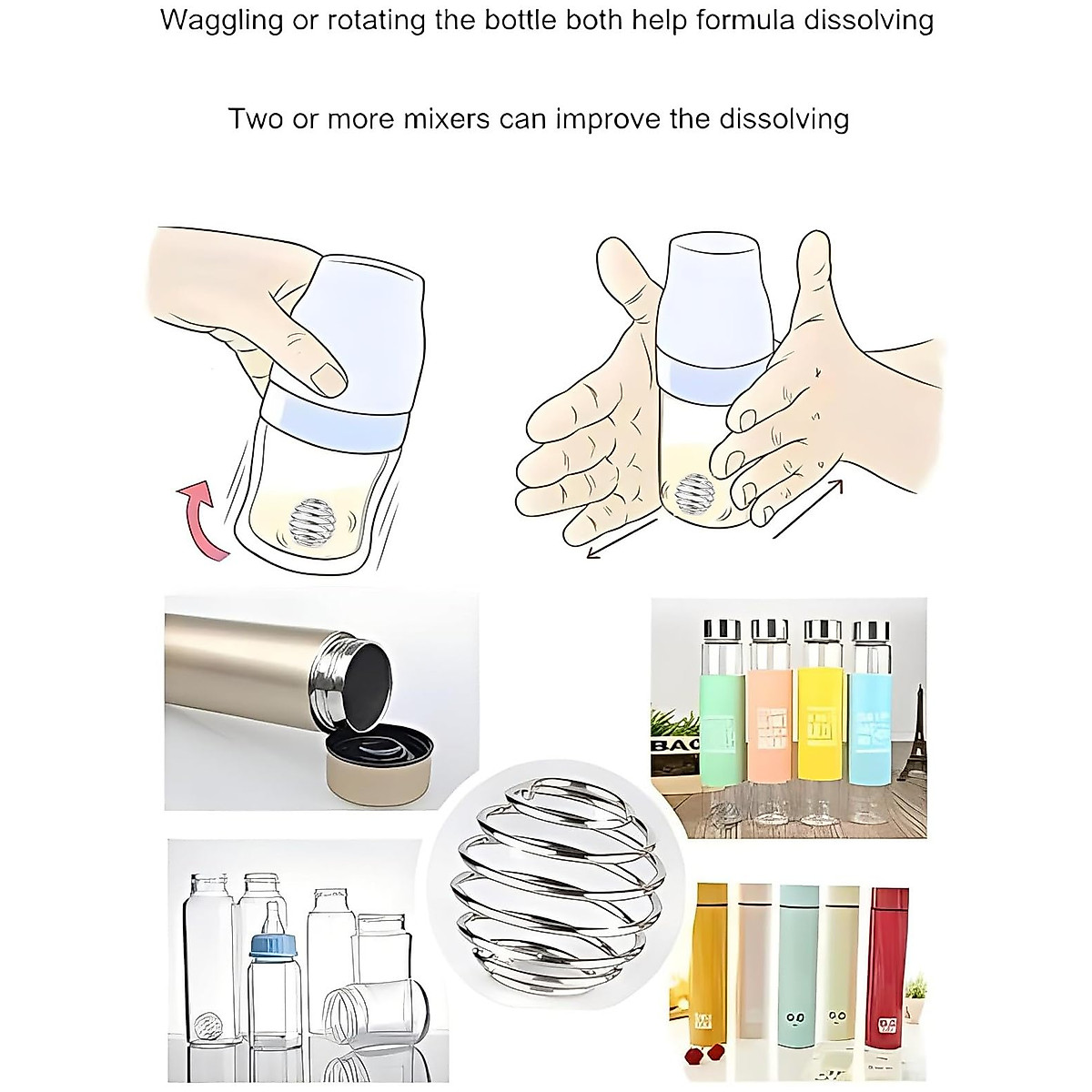 5-Pack Formula Mixers,Milkshake Protein Shaker Ball For Baby Formula Bottle,304 Stainless Steel Wire Mixer Mixing Ball For Small Shaker,Drinking Bottle Cup