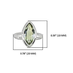 YoTreasure Green Amethyst Solid 925 Sterling Silver Gemstone Ring Jewelry