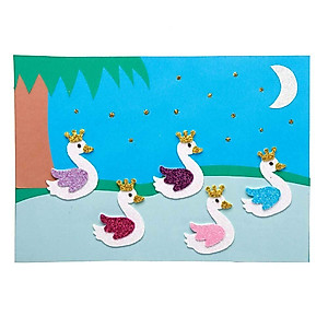 Baker Ross AX834 Swan Princess Stickers - Pack of 100, Foam Self-Adhesives, Perfect for Children to Decorate Collages and Crafts, Ideal for Schools, Craft Groups, Party Crafting, Home