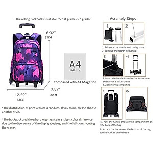 ETAISHOW Galaxy Rolling Backpack for Boys Girls Backpack with Wheels for Elementary School Kids Wheeled Bookbag