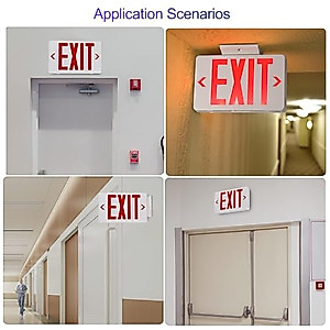 Motomate Red Exit Sign, LED Emergency Exit Light with Battery Backup, AC 120/277V, Exit Signs with Emergency Lights, Commercial Emergency Lights for Business - 6 Pack