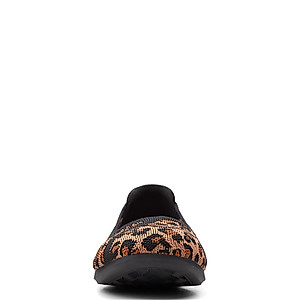 Clarks womens Carly Wish Ballet Flat, Dark Tan/Black Interest Knit, 9.5 Wide US