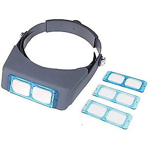 Headband Magnifier Binocular Magnifying Glass Jewelry Magnifiers Double Lens with Lens -1.5X 2X 2.5X 3.5X Magnification, Reading Magnifier Glasses Watchmaking Binocular Magnifier Watch Repair Tool