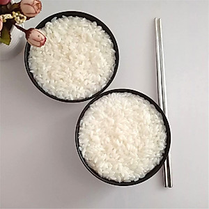 Zzooi Artificial Steamed Rice Display Props Simulated Cooked Rice with Bowl