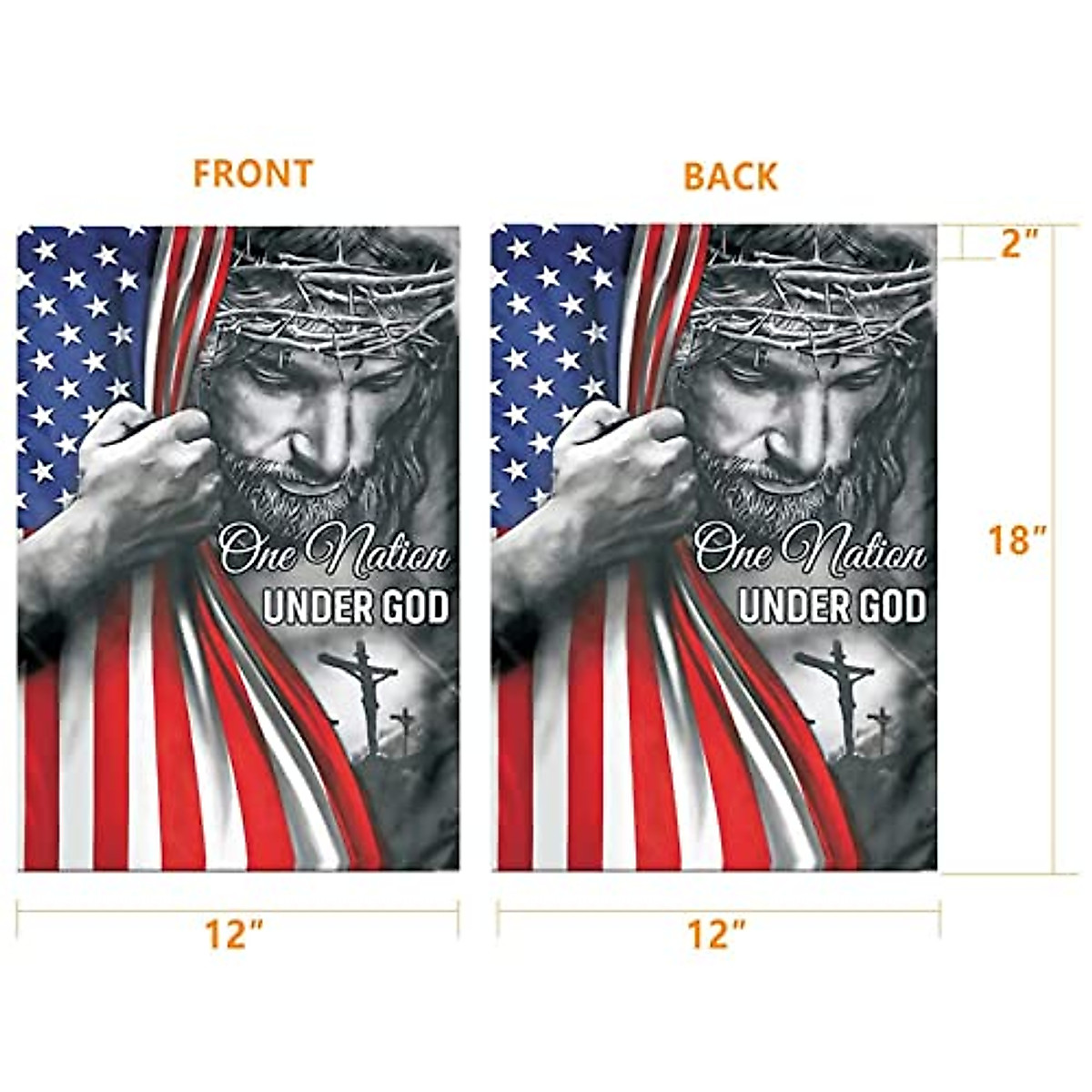 One Nation Under God Garden Flag - Christian - Jesus - USA Double Side Garden Flags House Yard Decor 12x18in