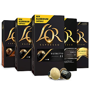 L'OR Espresso Capsules, 50 Count Intense Variety Pack, Single-Serve Aluminum Coffee Capsules Compatible with the L’OR BARISTA System & Nespresso Original Machines