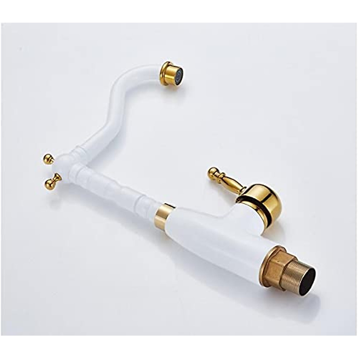 Kitchen Sink Faucet for Bar Farmhouse Commercial, White and Gold Kitchen Faucet, Sink Mixer Tap, 360 Degree Rotation Kitchen Mixer Taps, Single Handle Kitchen Tap (Color : Yellow)