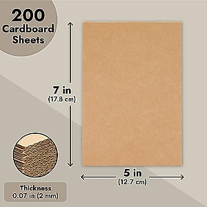 200 Pack 5x7 Corrugated Cardboard Sheets for Mailers, Flat Packaging Inserts for Shipping, Mailing, Crafts, 2mm Thick