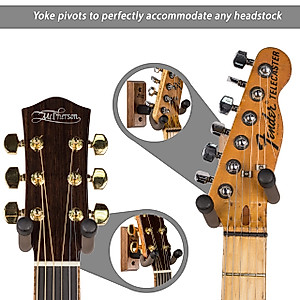 String Swing Premium Guitar Wall Mount - Holder for Electric Acoustic and Bass Guitars - Stand Accessories Home or Studio Wall - Musical Instruments Safe Unique Hand Selected Black Walnut CC01K-BW