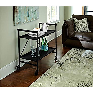 Cosco Outdoor Living INTELLIFIT Outdoor Or Indoor Folding 2 Shelves, Black Serving Cart