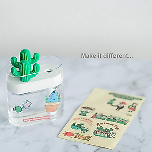 AmuseNd USB Cool Mist Humidifier with Night Light, Mini Size Cactus Humidifier for Bedroom Home Office Car with Timed auto Shutdown(Transparent)