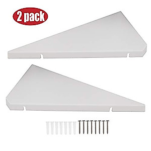 evron Corner Mounting Shelf,Easy to Install Wall Corner Shelf,Set of 2 (White Wood Striped with Hole Pattern)