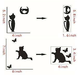 Removable Switch Sticker, 6 Pcs Cute Black Cats Cartoon Wall Sticker, Light Switch Decor Decals, Family DIY Decor Art Stickers Home Decor Wall Art for Kids Living Room Office Home Decoration