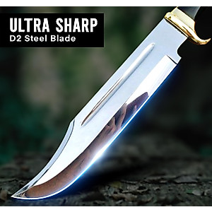 Rising Crafts 14" Crocodile Dundee Bowie Knife - Fixed Blade Survival & Hunting Knife With Sheath - Tactical for Camping, Outdoor, Bushcraft - Gift for Men