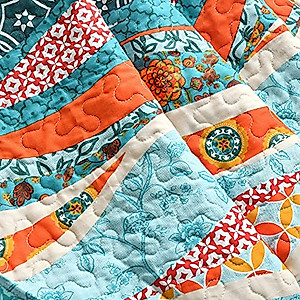 Lush Decor Hailey Watercolor Wave Reversible Cotton Throw Blanket, 60" x 50", Turquoise