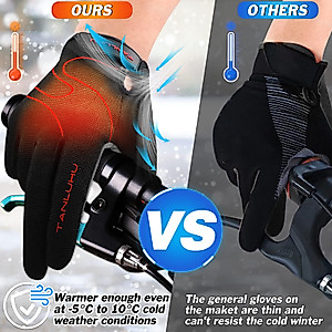 Tanluhu Mountain Bike Gloves - Full Finger Touch Screen, Anti-Slip, Shock-Absorbing for Men & Women (Red)