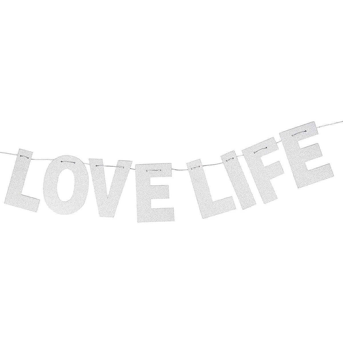 Juvale 126 Pieces Make Your Own Banner Kit - DIY Banner with Silver Glitter Letters A-Z, Numbers 0-9, Hearts, Stars, and 3 Strings