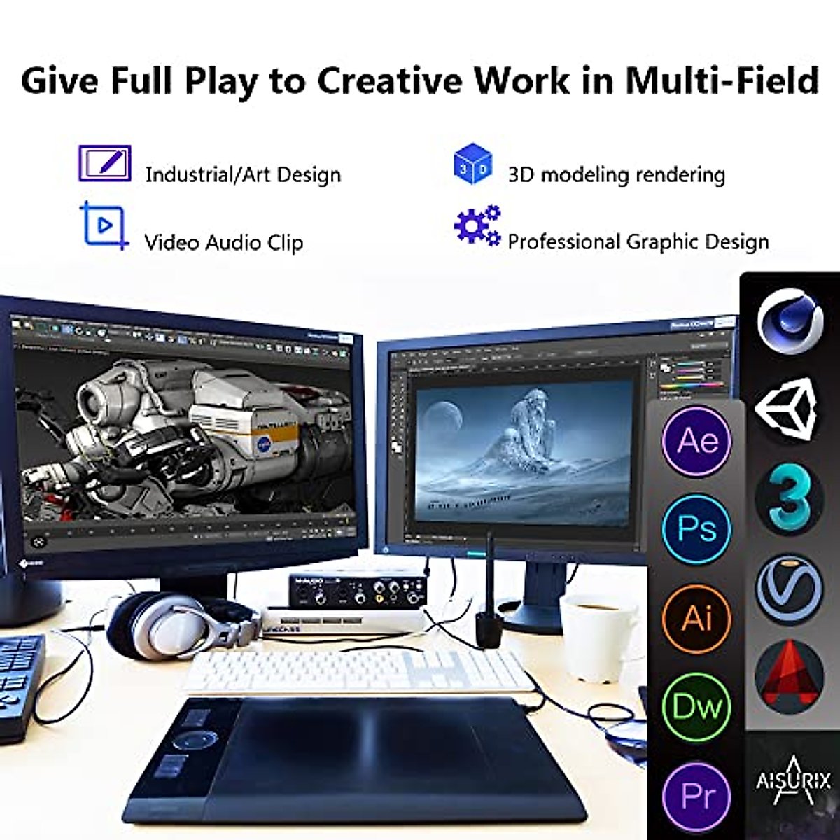 AISURIX RX 5500 XT 8gb GDDR6 Graphics Card,128 Bit, 3XDP, HDMI, PCI Express 4.0X8, 8pin with Fan Intelligent System,Gaming PC Computer Video Cards with 3X DisplayPort +1X HDMI (Style 1)