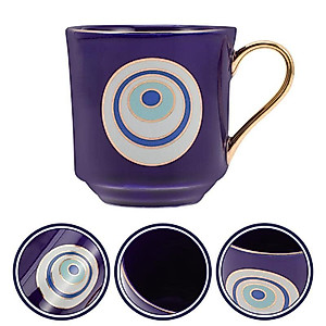 MOWUQEEN Espresso Coffee Cups Set, Evil Eye cups Ceramic Coffee Mug, Hamsa Hand Designed Set of Cups And Saucers resso Coffee Cups Set, Ceramic Coffee Mug Tea Cup (DY-Devil's Eye Cup-C)