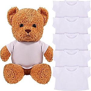 Skylety 6 Pcs Bear Clothes Basic Bear Tee Shirt Classic Stuffed Animal T Shirt Plush Bear T Shirt Crew Neck Bear Clothes for Stuffed Bears Doll with 14 - 18 Inch(White)