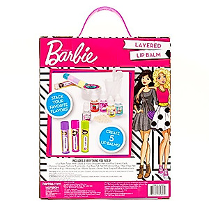 Horizon Group USA Barbie Make Your Own Layered Lip Balm Kit, DIY 5 Custom Lip balms by Mixing Flavors Like Vanilla, Strawberry, Watermelon & Tropical Punch, Multicolored