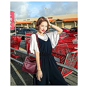 Women Hobo Bag Large Soft Shoulder Bags Designer Leather Handbag Purse Tote (Red)