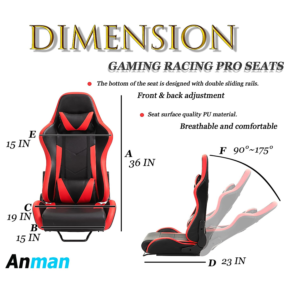 Anman G920 Racing Simulator Cockpit With Gaming Seat Fit for Logitech G25 G27 G920 G29, Thrustmaster Tx 458, T500 RS,PC, PS4 Adjustable Racing Simulator Mount Wheel Shifter Pedals NOT Included